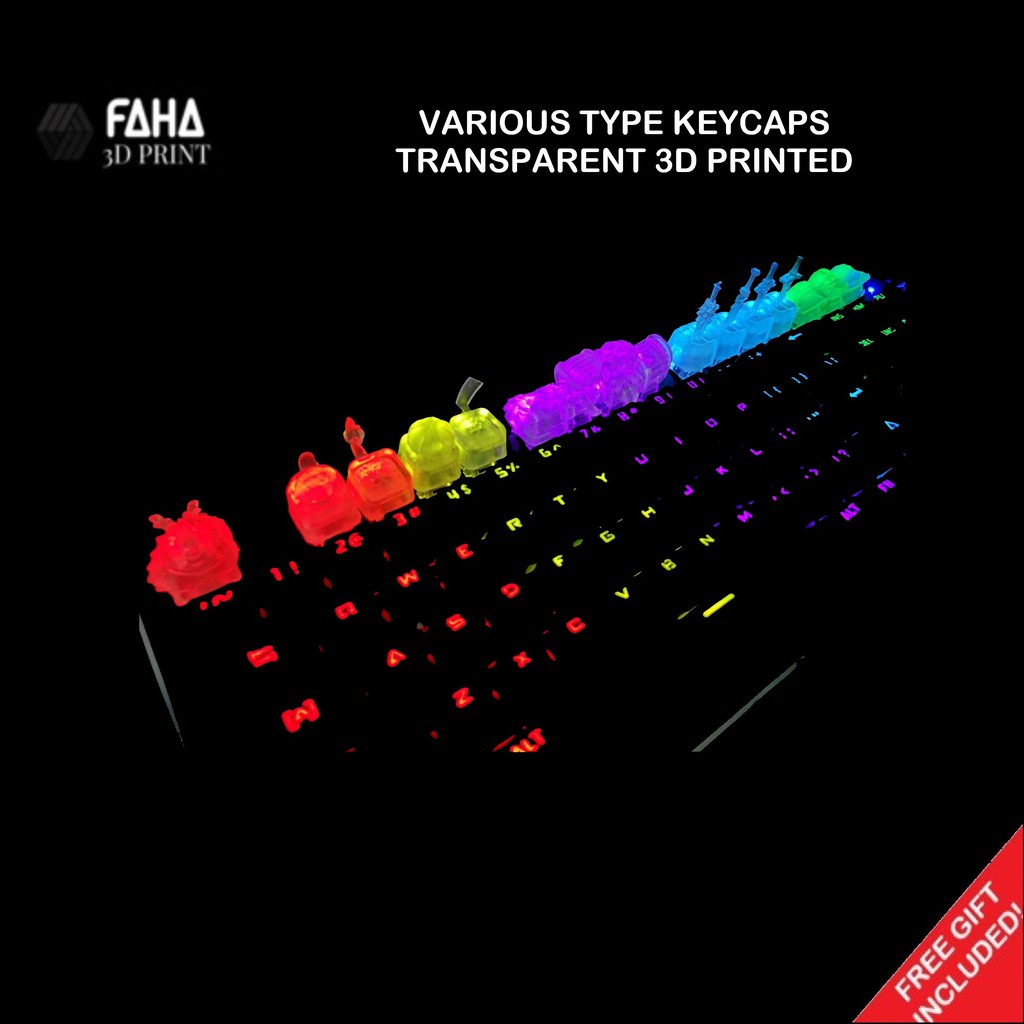 3D Print Various Type Keycaps For Mechanical Keyboard (Transparent ...