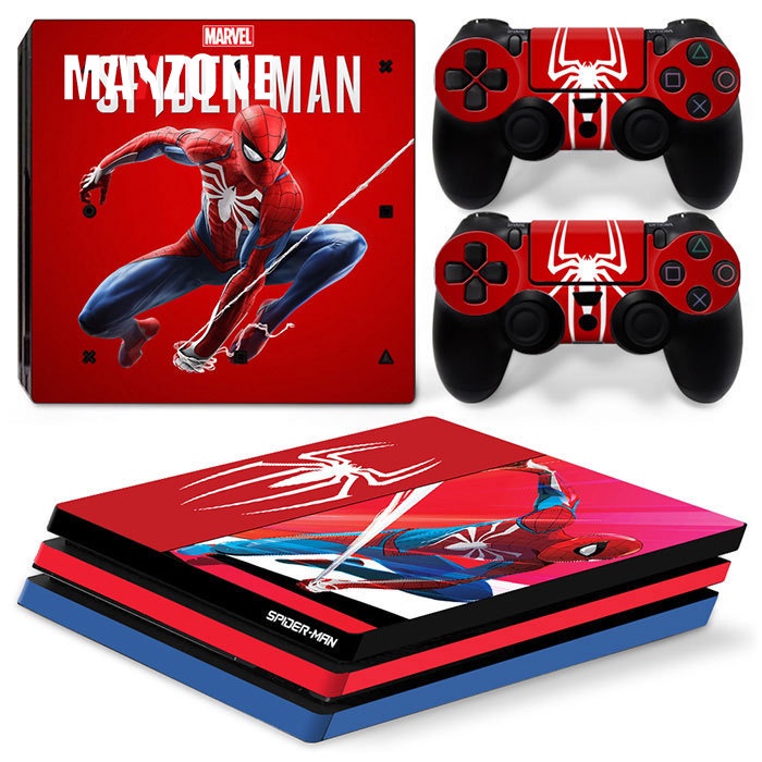 MAXZONE PS4 Pro Game Console Sticker Set Marvel Spider-Man Cartoon ...