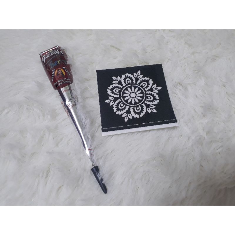 Sticker inai Raya murah reusable RM1, inai lukis warna merah/maroon ...