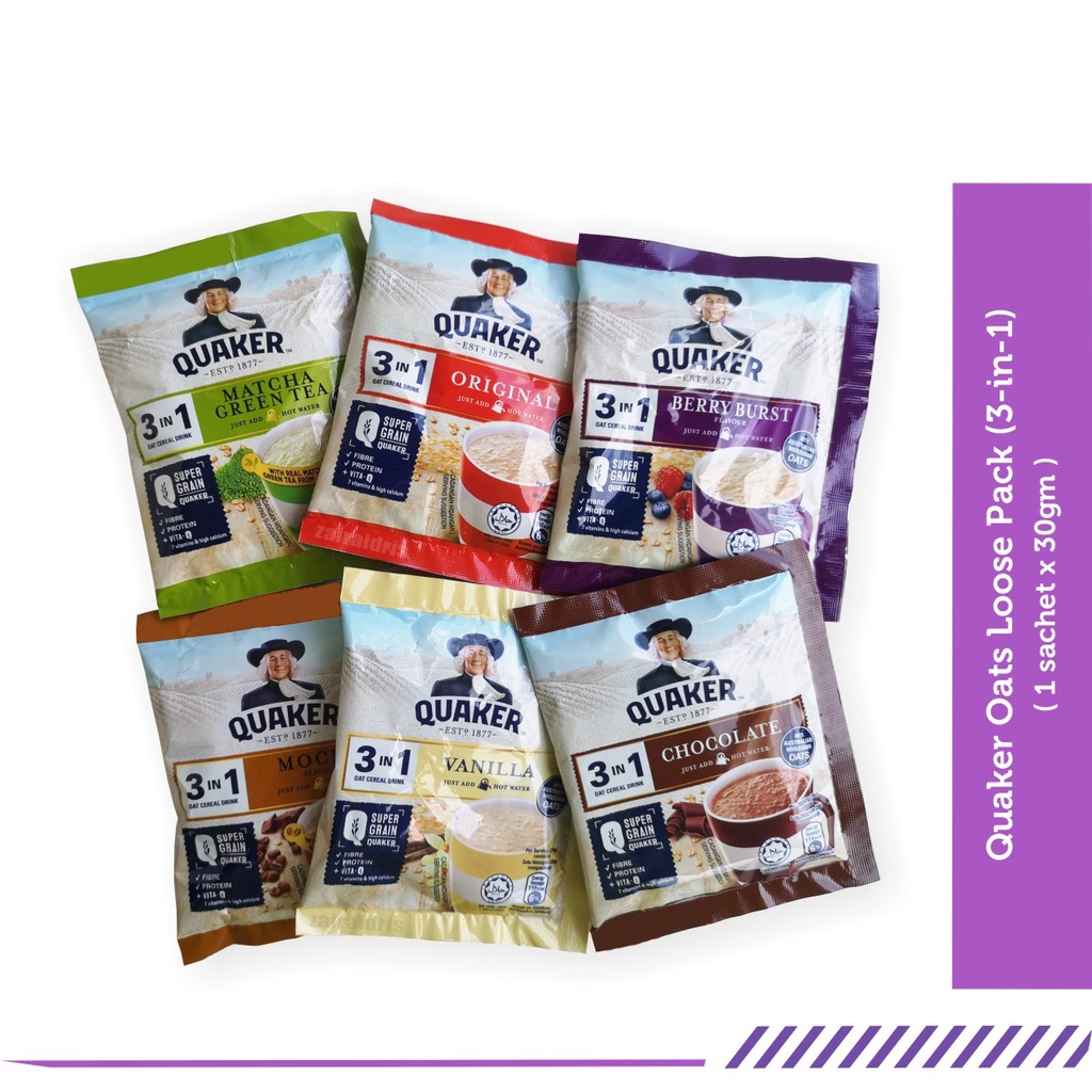 Quaker Oat Cereal Drink 3-in-1 Sachets Pack - Original/Chocolate ...