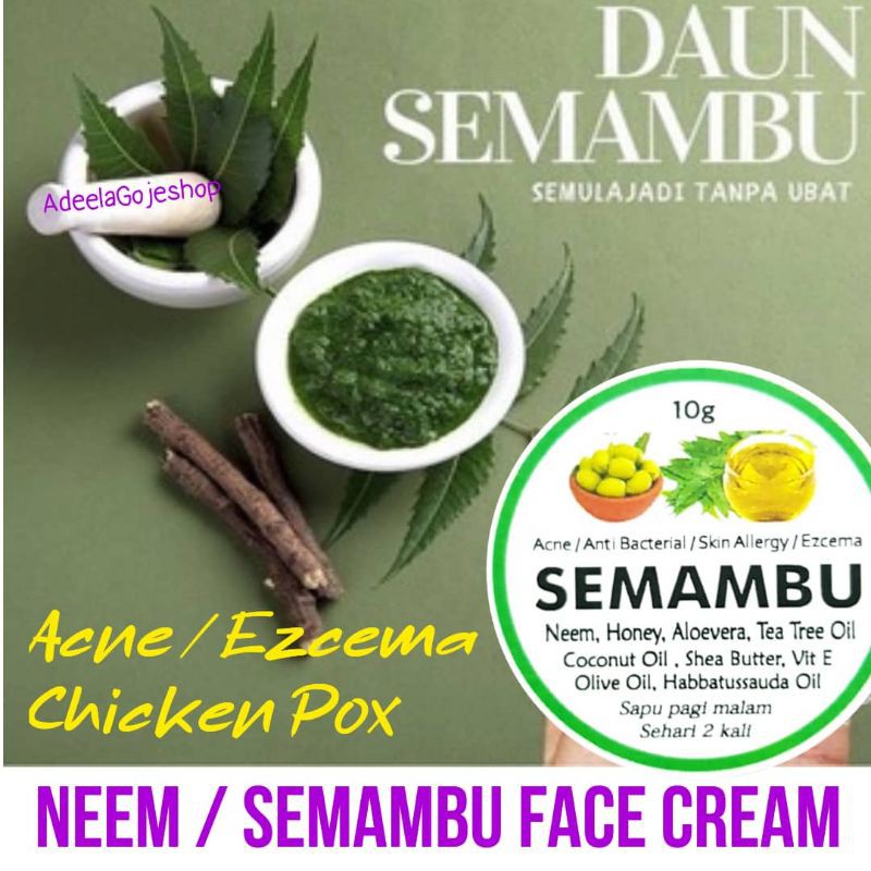 Neem/ Semambu Face Cream 10g/ Rawat Jerawat/ Keradangan Kulit/ Sensitif ...