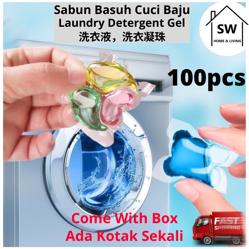 SW 100pcs Laundry Gel Beads magic Washing Cleaner Sabun Basuh Baju ...