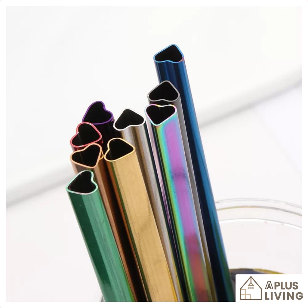 Heart Shape Metal Straw Stainless Steel Straw Reusable Eco Friendly