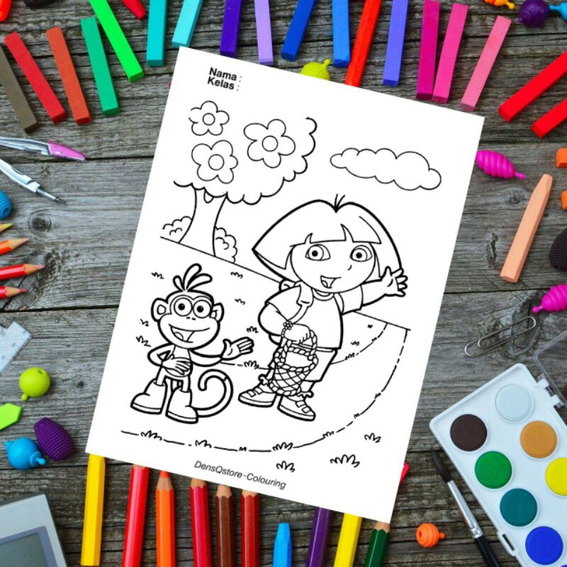 Dora Theme Children's Coloring Paper / Drawing Paper / PAUD Coloring ...