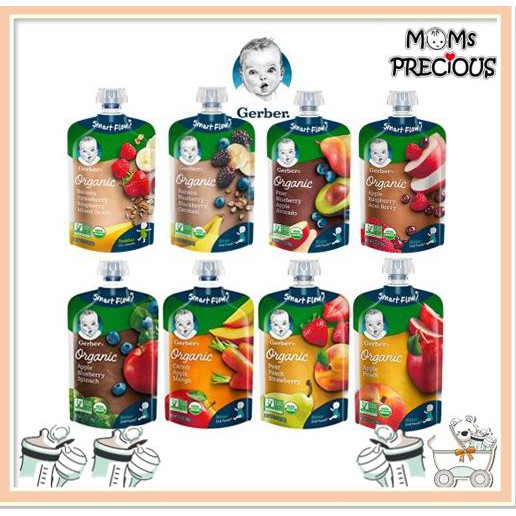 Gerber Organic 2nd Food- Fruits/Vegetables Puree Pouch 3.5 oz / Happy ...