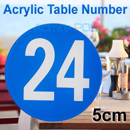 Blue Acrylic Table Number Restaurant Cafe Round 5cm Plastic Sticker ...