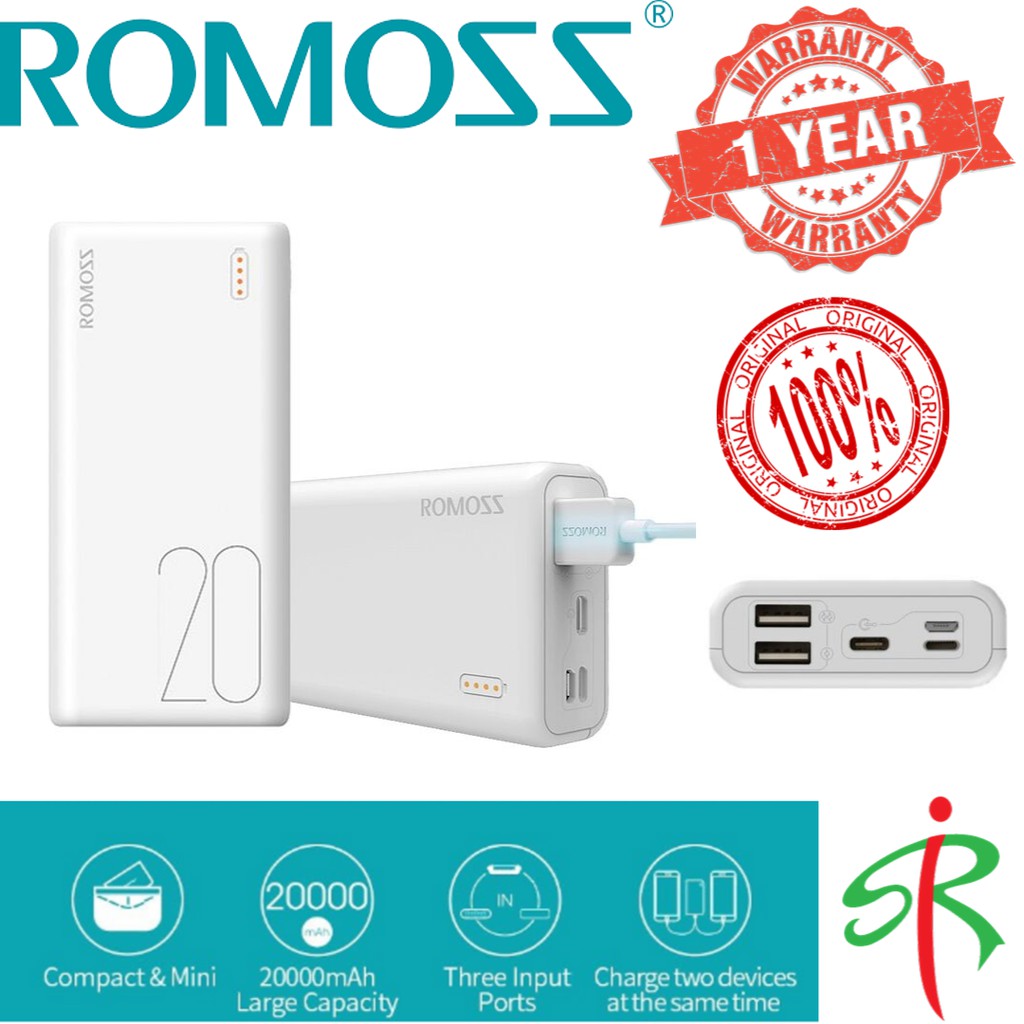 ROMOSS Simple 20 Fast Charger Lithium-Ion PSL 20 Power Bank (20000mAh ...
