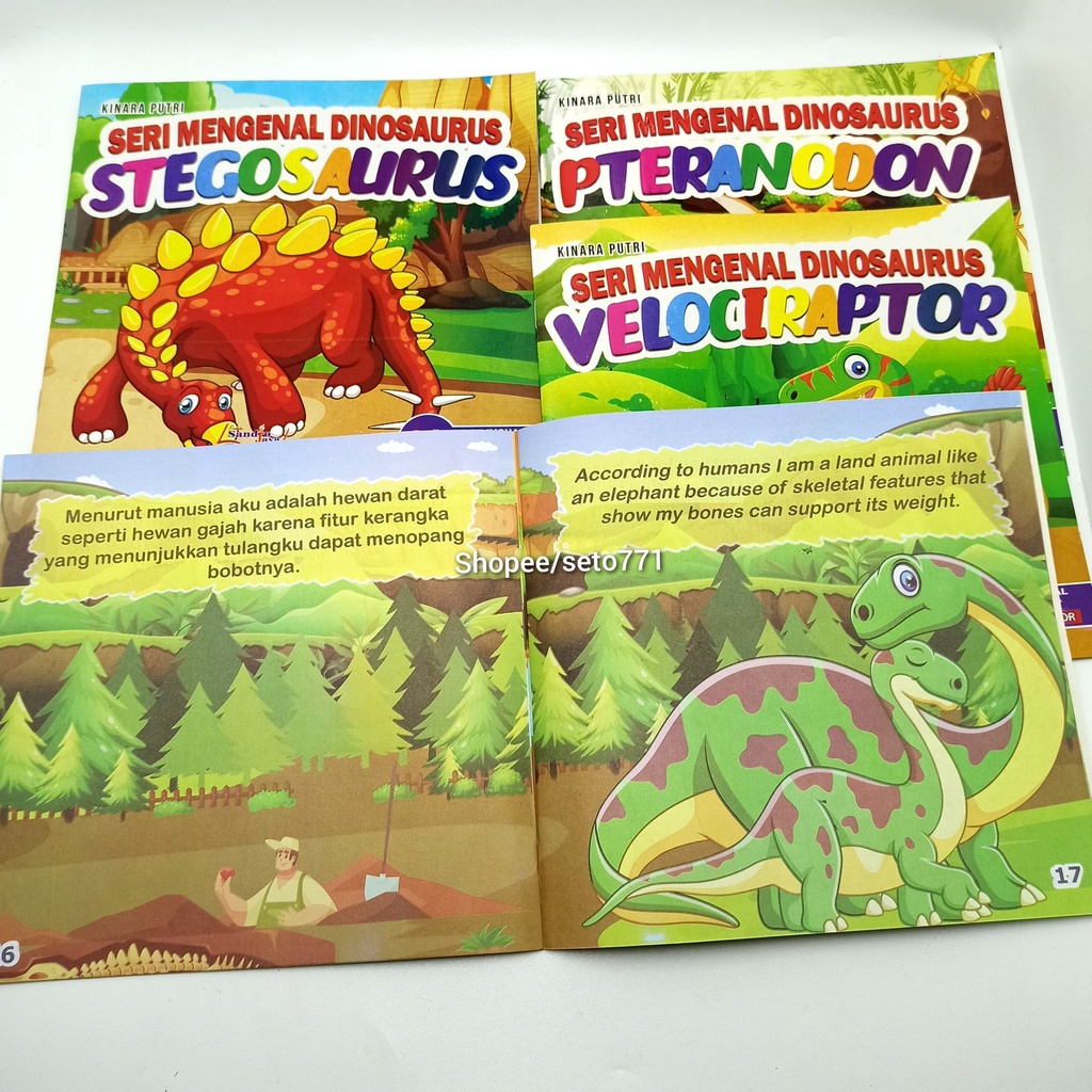Dinosaur Children's Book Bilingual Indonesian English Language Dino ...