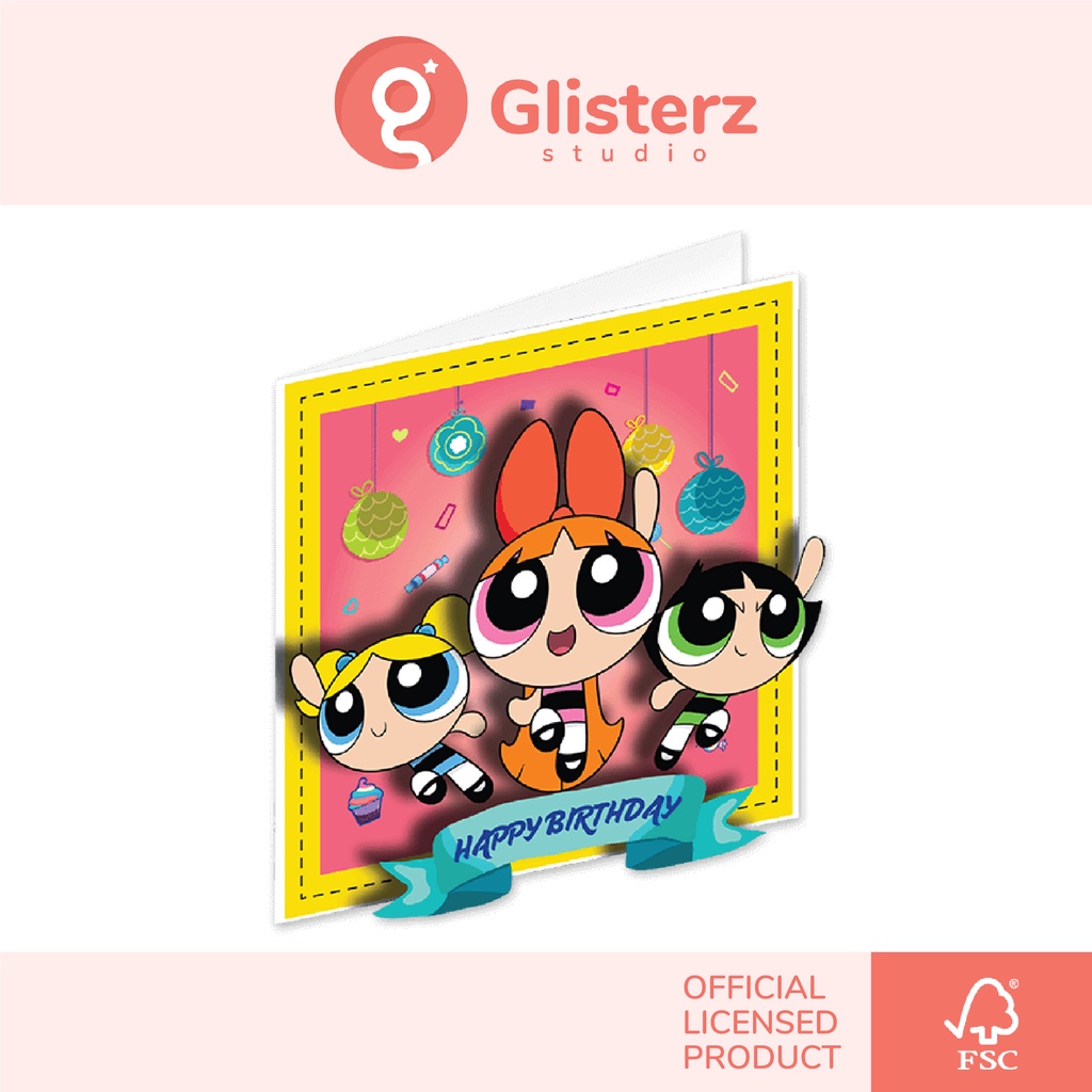 Glisterz 3D Greeting Card - The Powerpuff Girls Happy Birthday Card ...