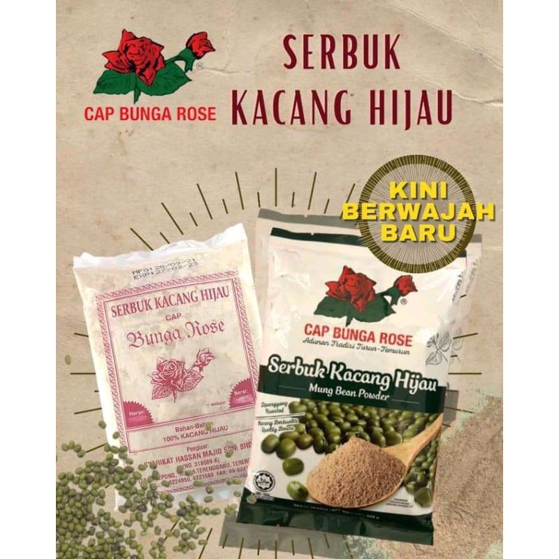 New 📢 Tepung Kacang Hijau Cap Bunga Rose 400g | Shopee Malaysia