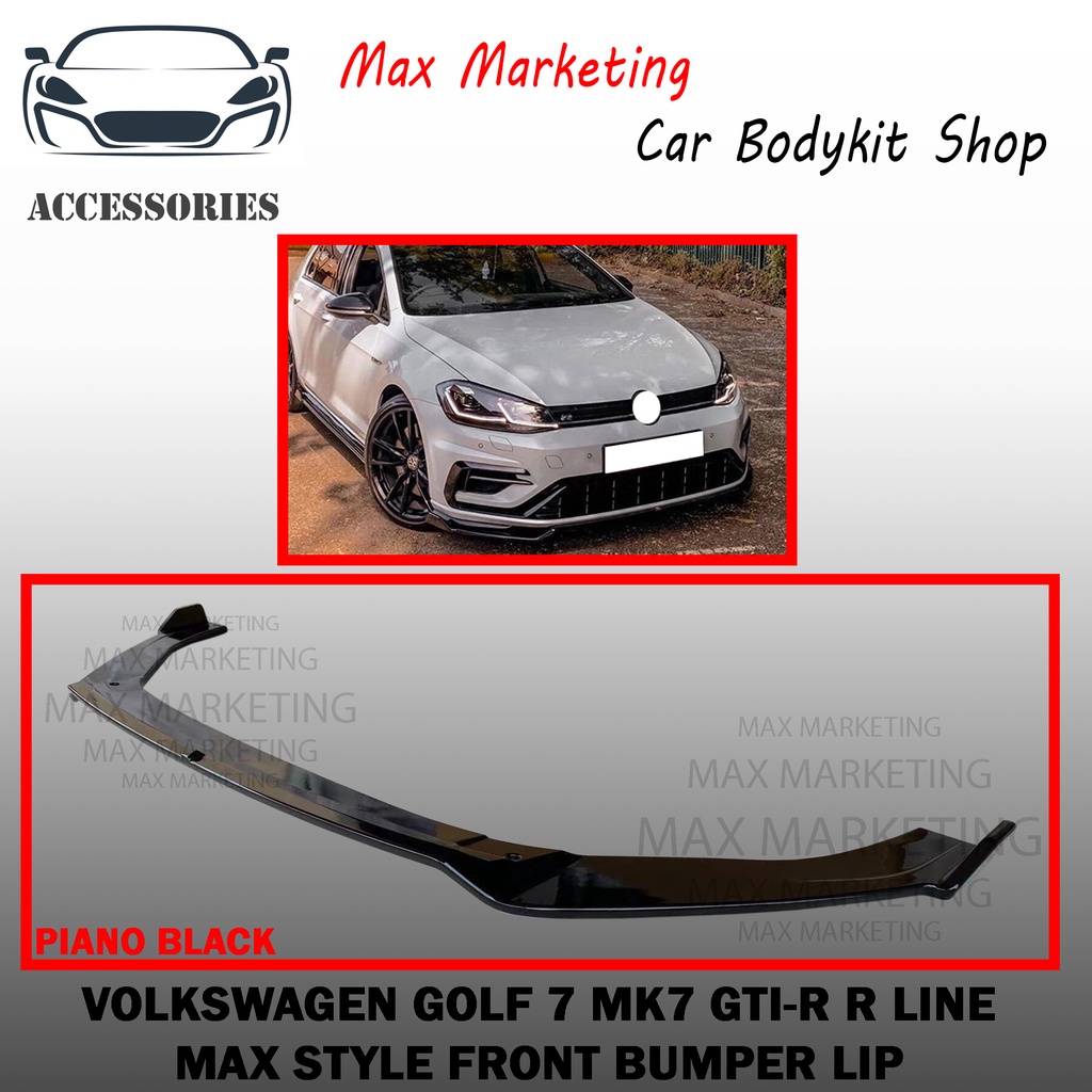 VOLKSWAGEN GOLF 7 MK7 GTI-R R LINE MAX STYLE FRONT BUMPER LIP V-LIP ...