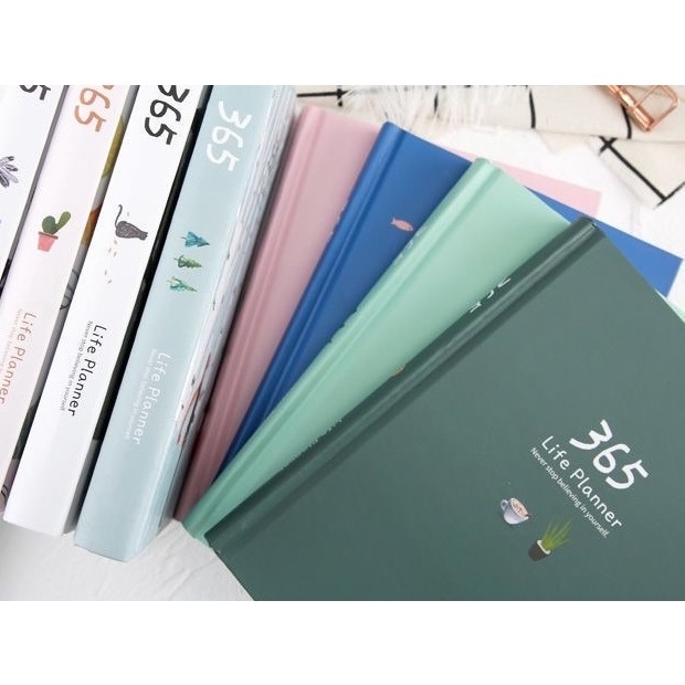 365 Planner Thick Cover Schedule Yearly Monthly Daily Plan Book A6 Cute ...