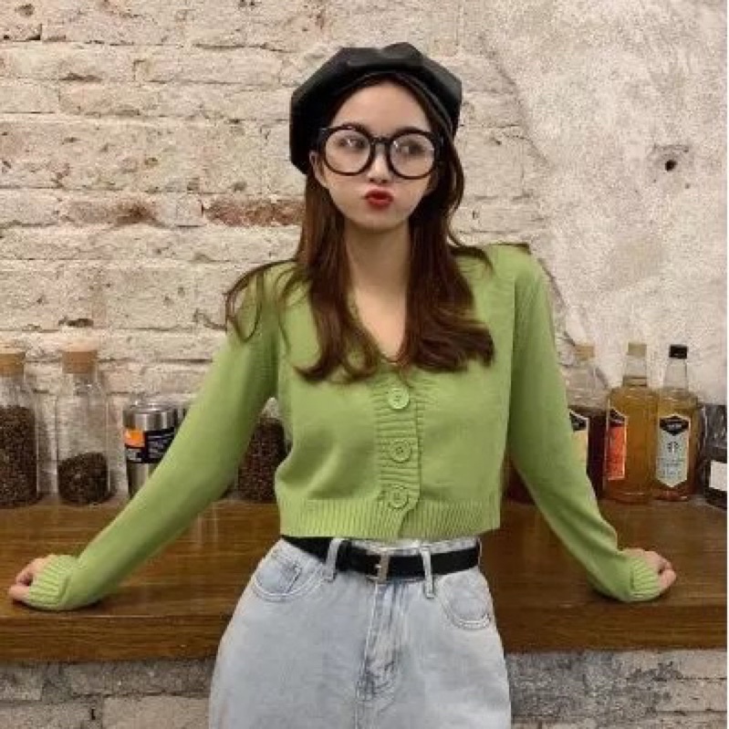 3 Button CROP CARDIGAN //BAILEY-Women's OUTER CARDIGAN | Shopee Malaysia