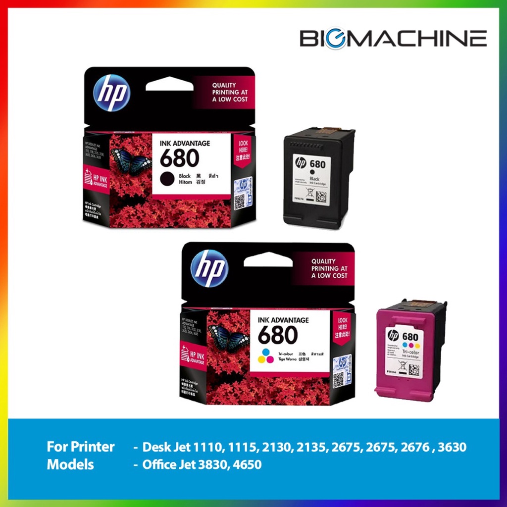 HP 680 Black | 680 Tri-Colour Original Ink Advantage Cartridge | Shopee ...