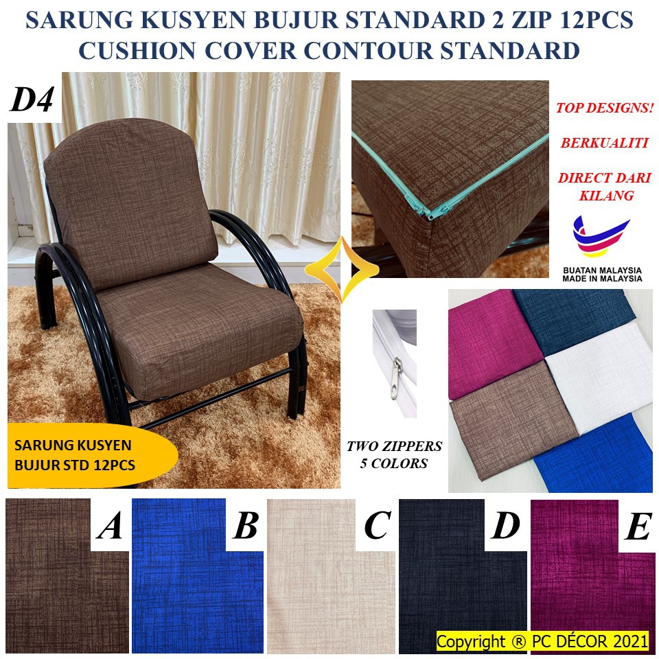 READY STOCK! Sarung Kusyen Size Bujur/ Bulat Standard 12 pcs Zippers ...