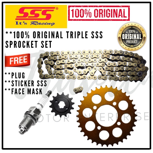 TRIPLE SSS RS150 RS-150 RS SPROCKET FULL SET 415 GOLD SPROCKET GOLD ...