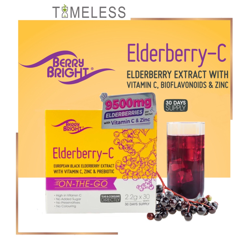 BERRY BRIGHT Elderberry-C - 2.2g x 30 sachets per box | Shopee Malaysia
