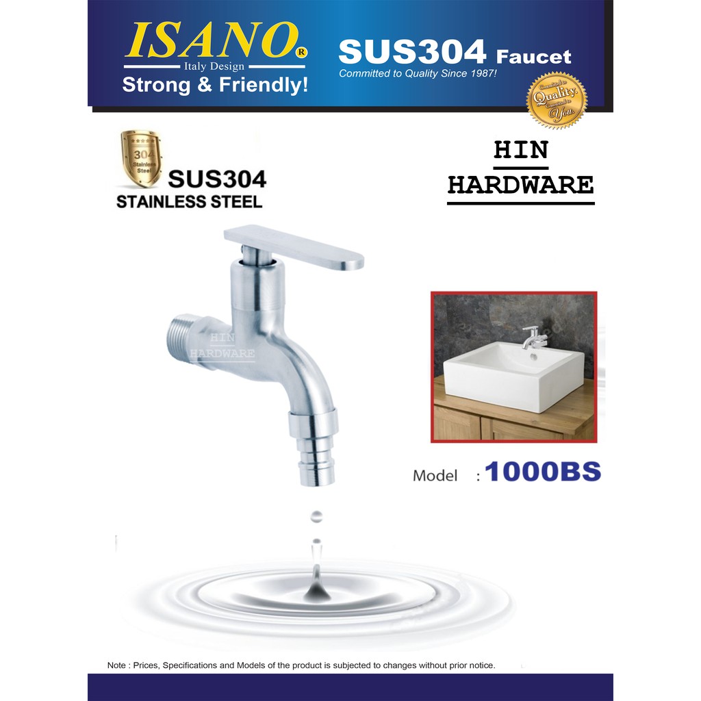 HIN ISANO SUS304 Stainless Steel Wall Water Tap 1000BS | Shopee Malaysia