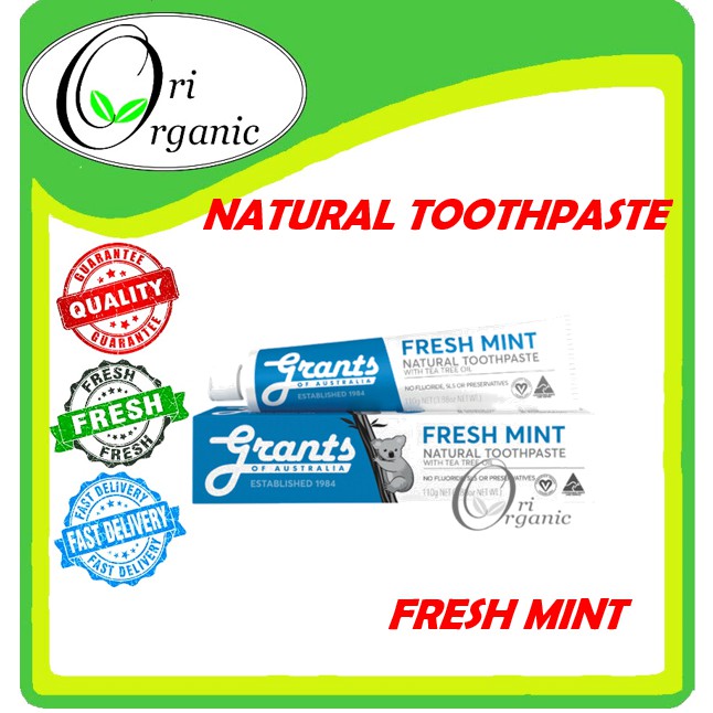 【NATURAL】 GRANTS OF AUSTRALIA FRESH MINT NATURAL TOOTHPASTE 110g Exp 2/ ...