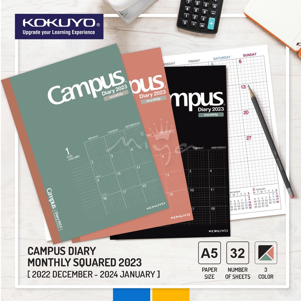 KOKUYO NI-CMS CAMPUS MONTHLY DIARY POCKETBOOK 2023 - A5 - GRID | Shopee Malaysia