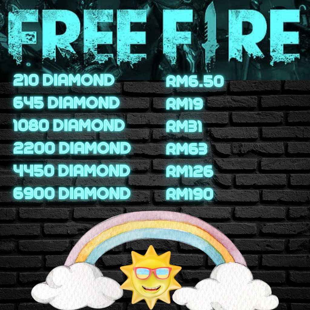 Free Fire Diamond - Package 2200,4450,6900 Diamond -RILEK888- Dpt ...