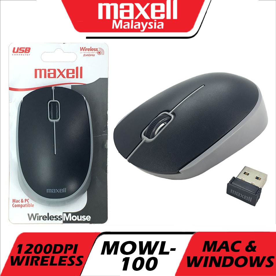 (Original) Maxell MOWL 100 1200 DPI Ergonomic Design Wireless 2.4 GHz ...
