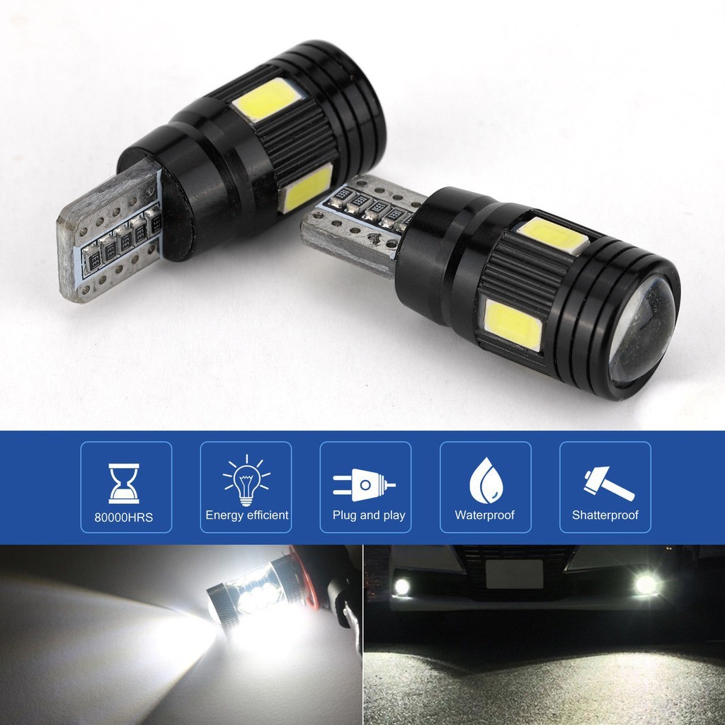 2pcs Super White T10 LED High Power Projector Backup Lights Reverse ...