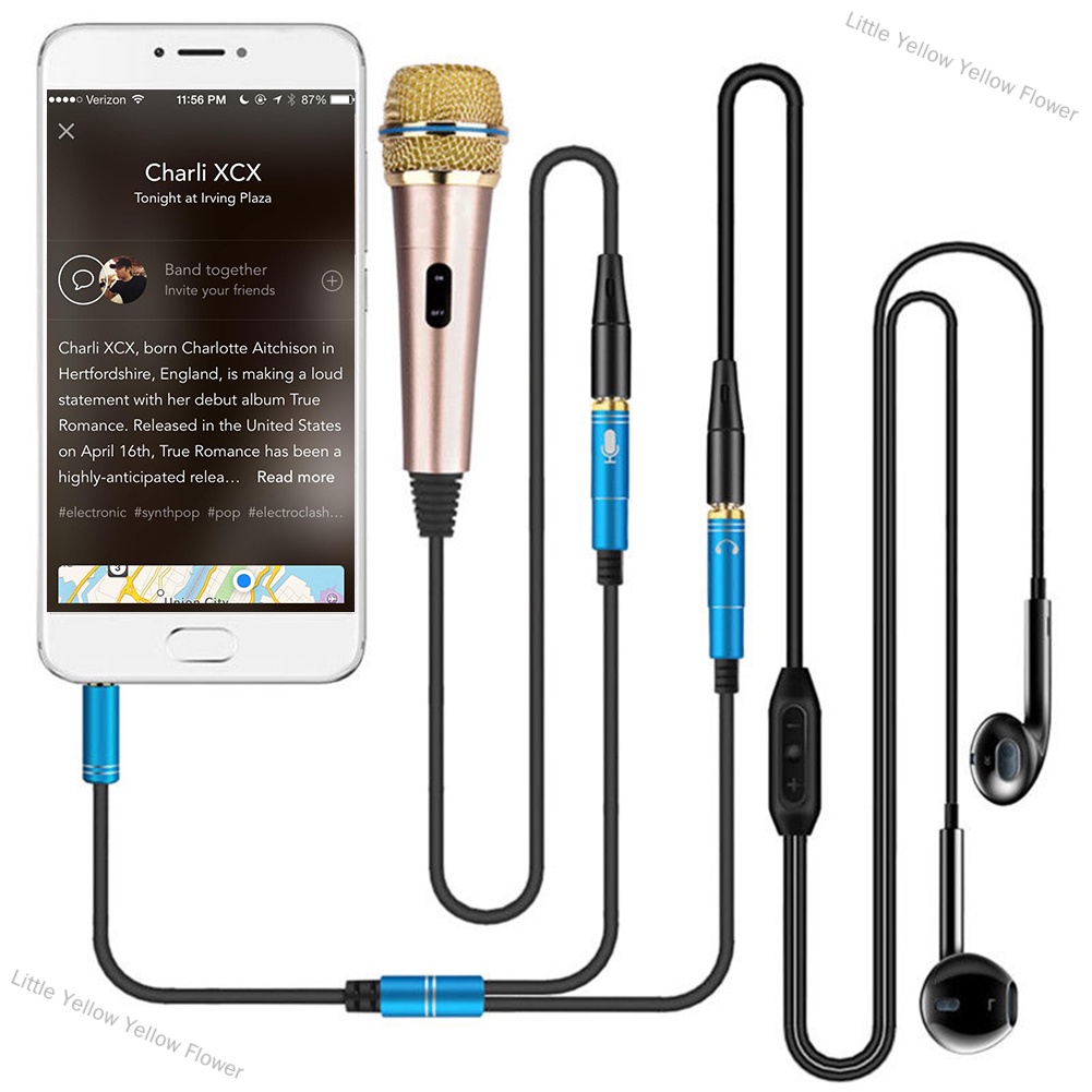 Little Yellow Yellow Flower 2 in 1 3.5mm Headphone Mic Audio Y Splitter ...