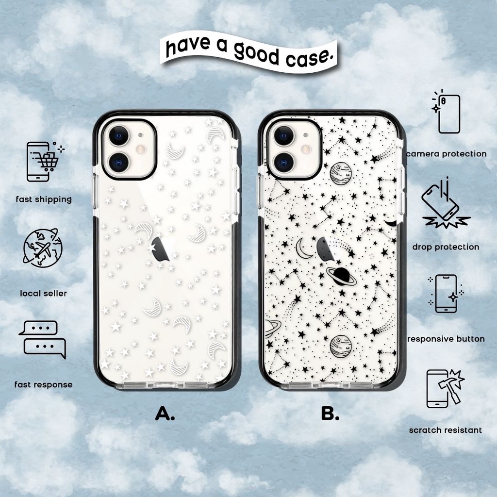 STAR MOON SPACE AESTHETIC COOL DESIGNATED Bumper Casing IP 13 until 15 ...