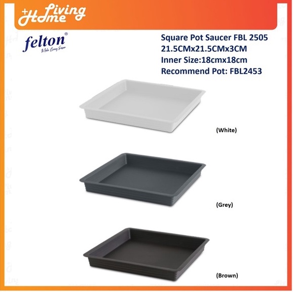 21.5cm Square Flower Pot Saucer Tray Pelapik Pasu Bunga Segi Empat ...