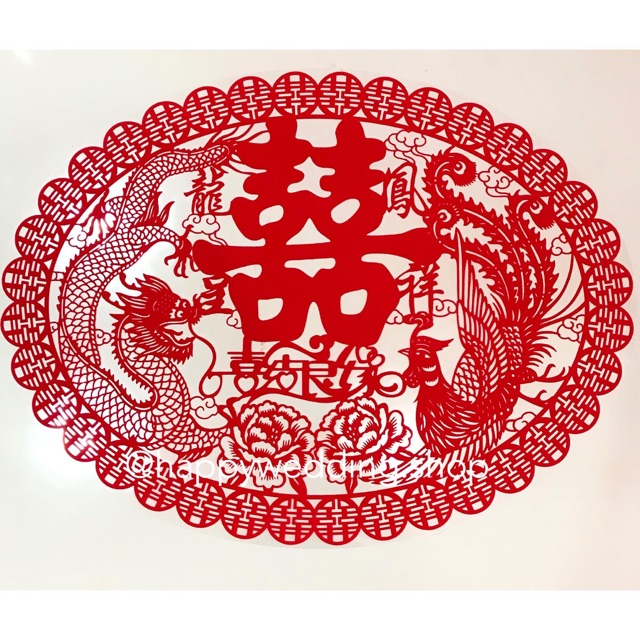 Jumbo oval sanghie stickers made of velvet / shuang xi wedding stickers ...