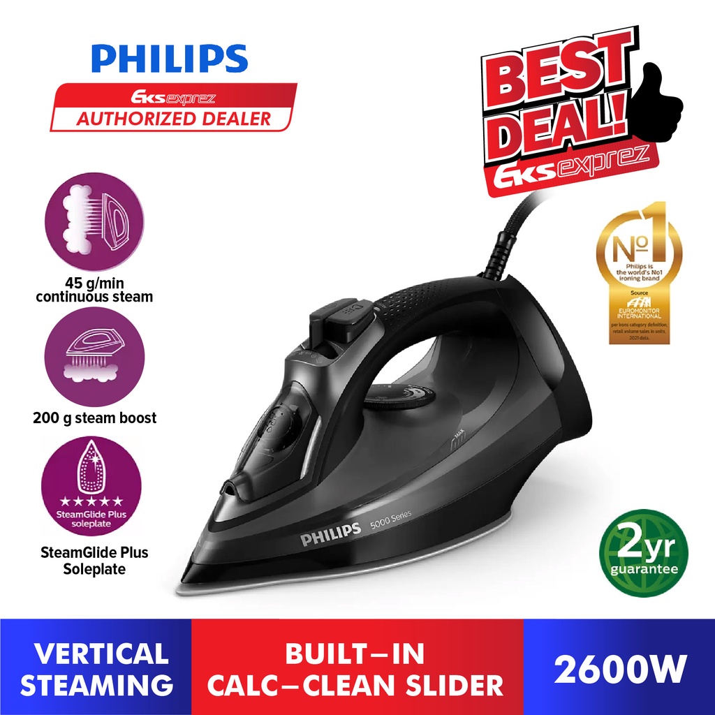 Philips 5000 Series Steam Iron (2600W) DST5040 | DST5040/86 | Shopee ...