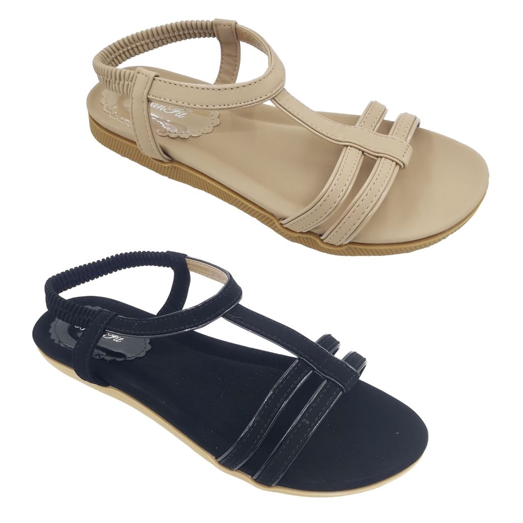 UrbanFit F839-3 Women Flat Sandals Selipar Wanita (Black, Pink ...