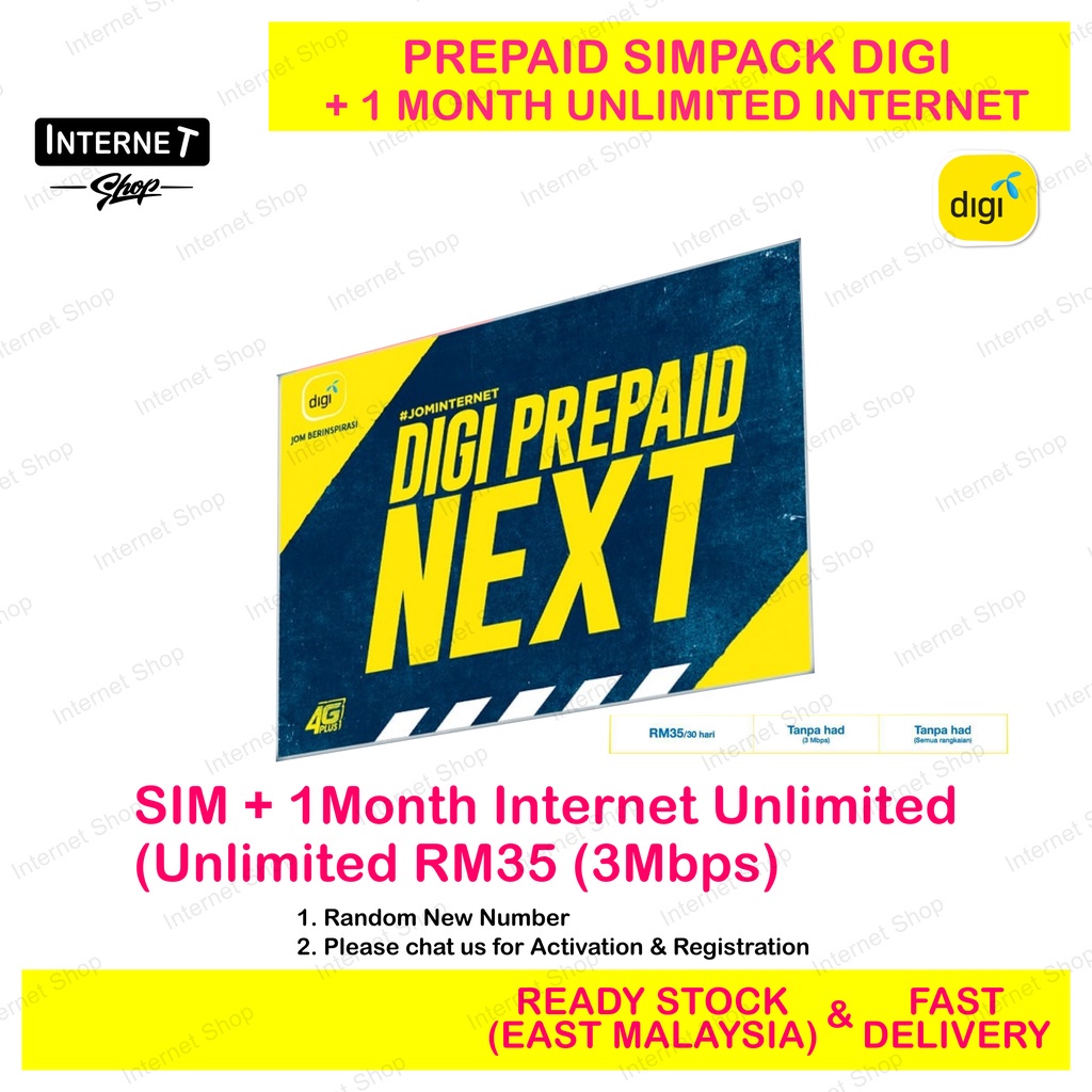DIGI PREPAID NEXT UNLIMITED SIMCARD (30 Hari Tanpa Had) FREE SIMPACK ...