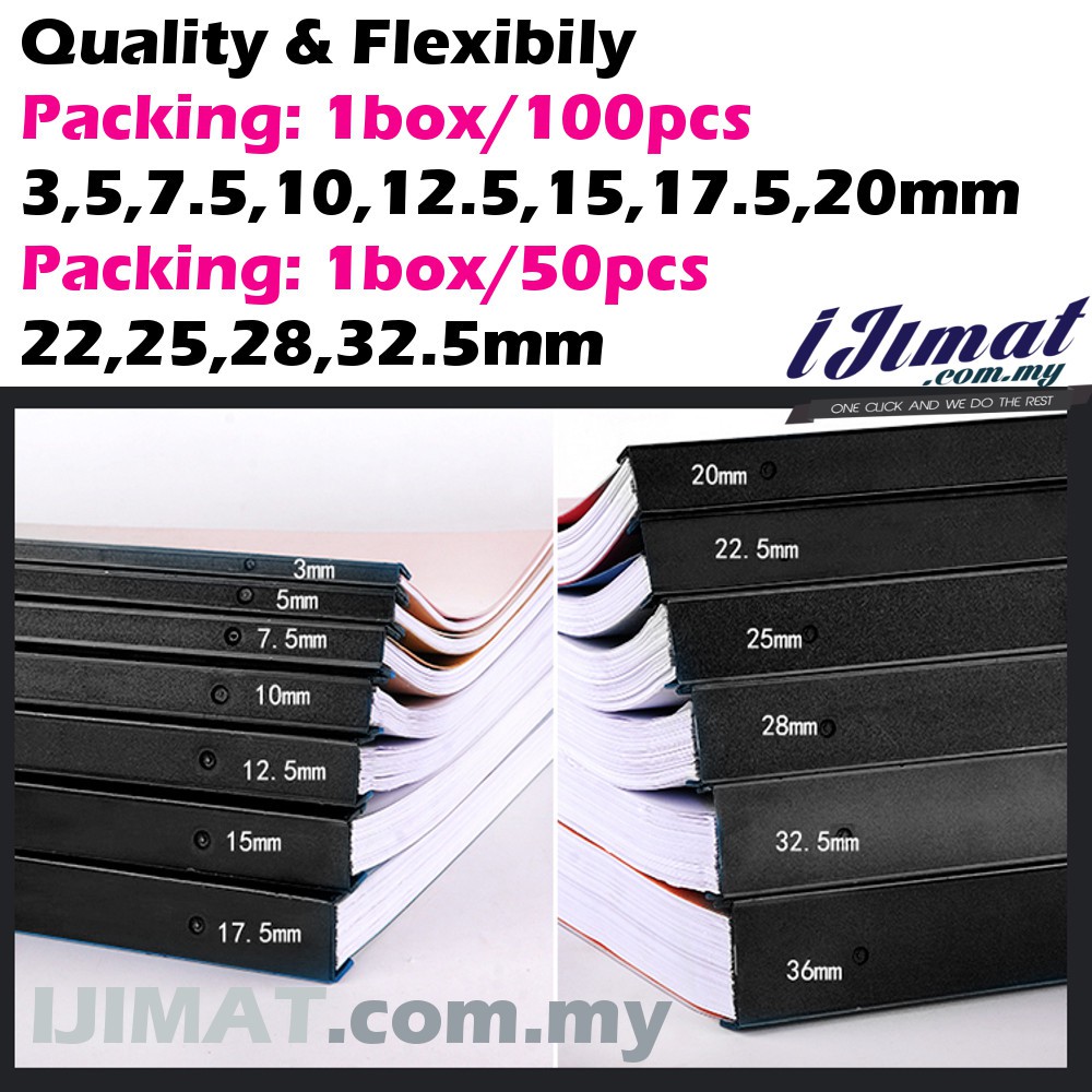 LOOSE Lock Press Binder Binding Strip 3mm 5mm 7.5mm 10mm 12.5mm 15mm 17 ...