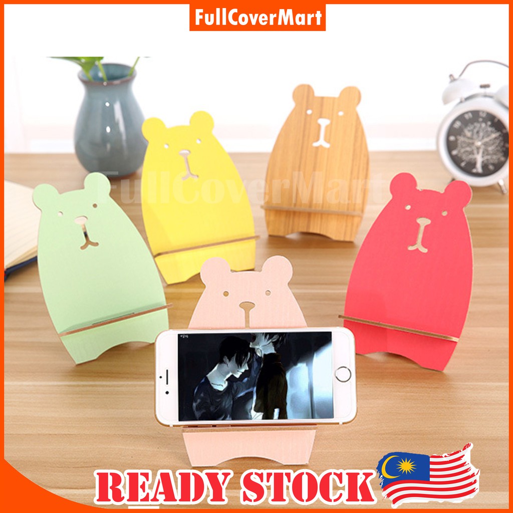 (STD1) Cartoon Mobile Phone Stand Creative Wooden Bear Mobile Phone ...