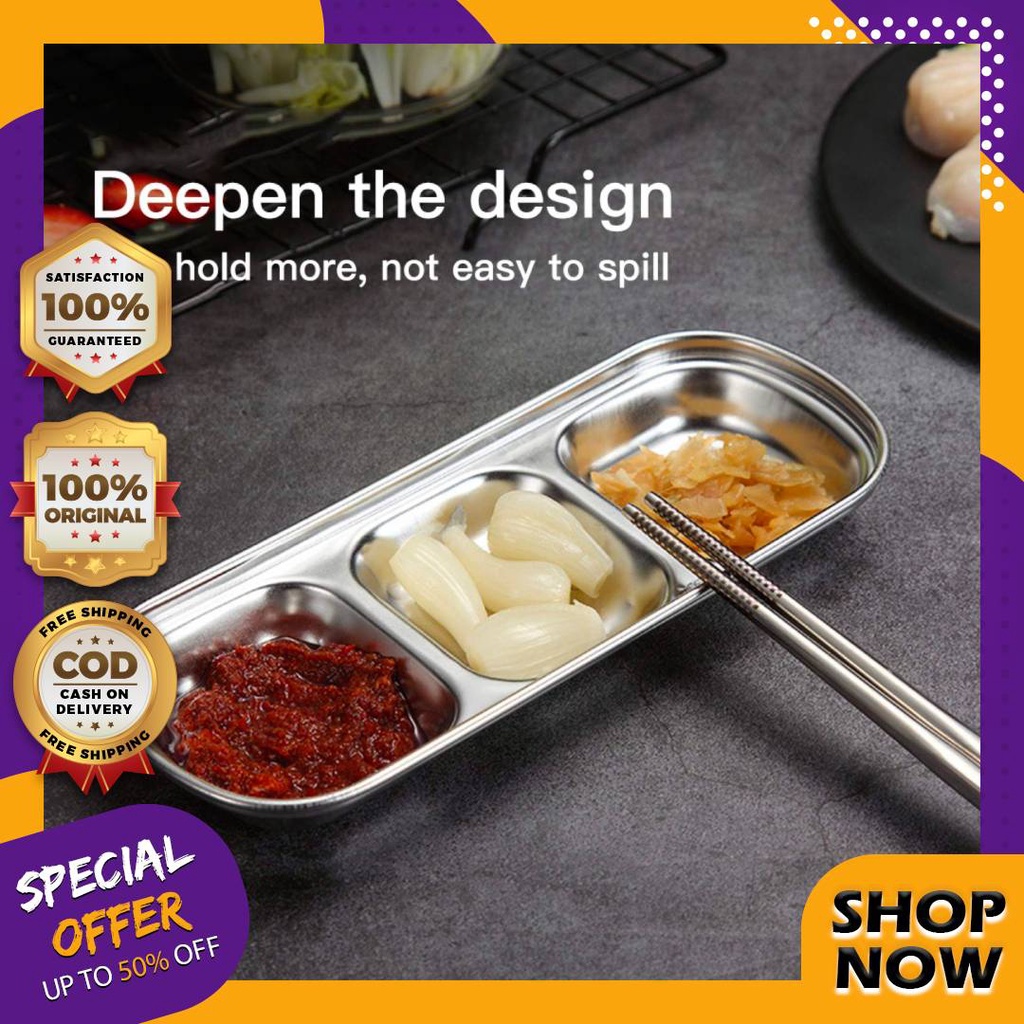 Best Korean Samgyup Dish Tray 2 3 4 Grids Stainless Steel Sauce Dipping ...