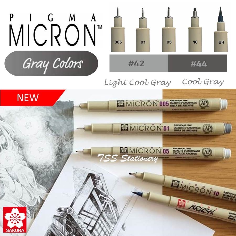 Sakura Pigma Micron Fineliner Pen GRAY Series | LIGHT / COOL GRAY INK ...