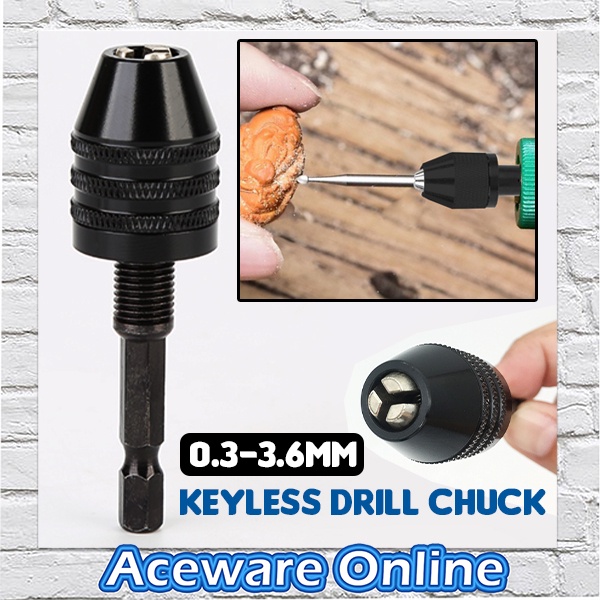 HEX SHANK DRILL CHUCK BLACK Quick Change Hex Adapter Keyless Drill Bit ...