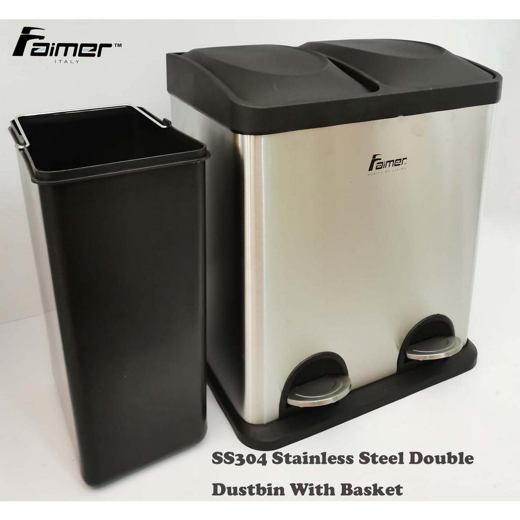 Elegant Solid Double Stainless Steel SS304 Dustbin For Household ...