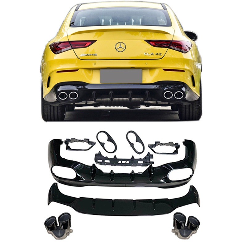 Mercedes Benz w118 cla45s AMG rear bumper diffuser lip exhaust tips ...