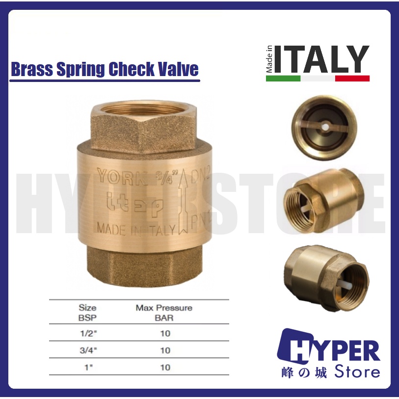 ITALY YORK | Brass Spring Check Valve / Non Return Valve / Foot Valve ...
