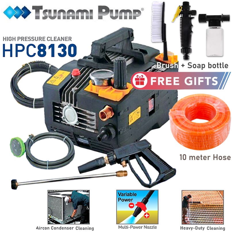 【1 Year Warranty】TSUNAMI HPC8130 2200W 130 Bar High Pressure Cleaner ...
