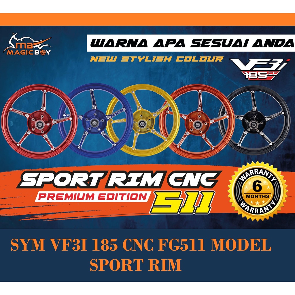 MAGIC BOY SYM VF3I V1 ABS 185 FG511 CNC511 16/185-17 SPORT RIM PREMIUM ...