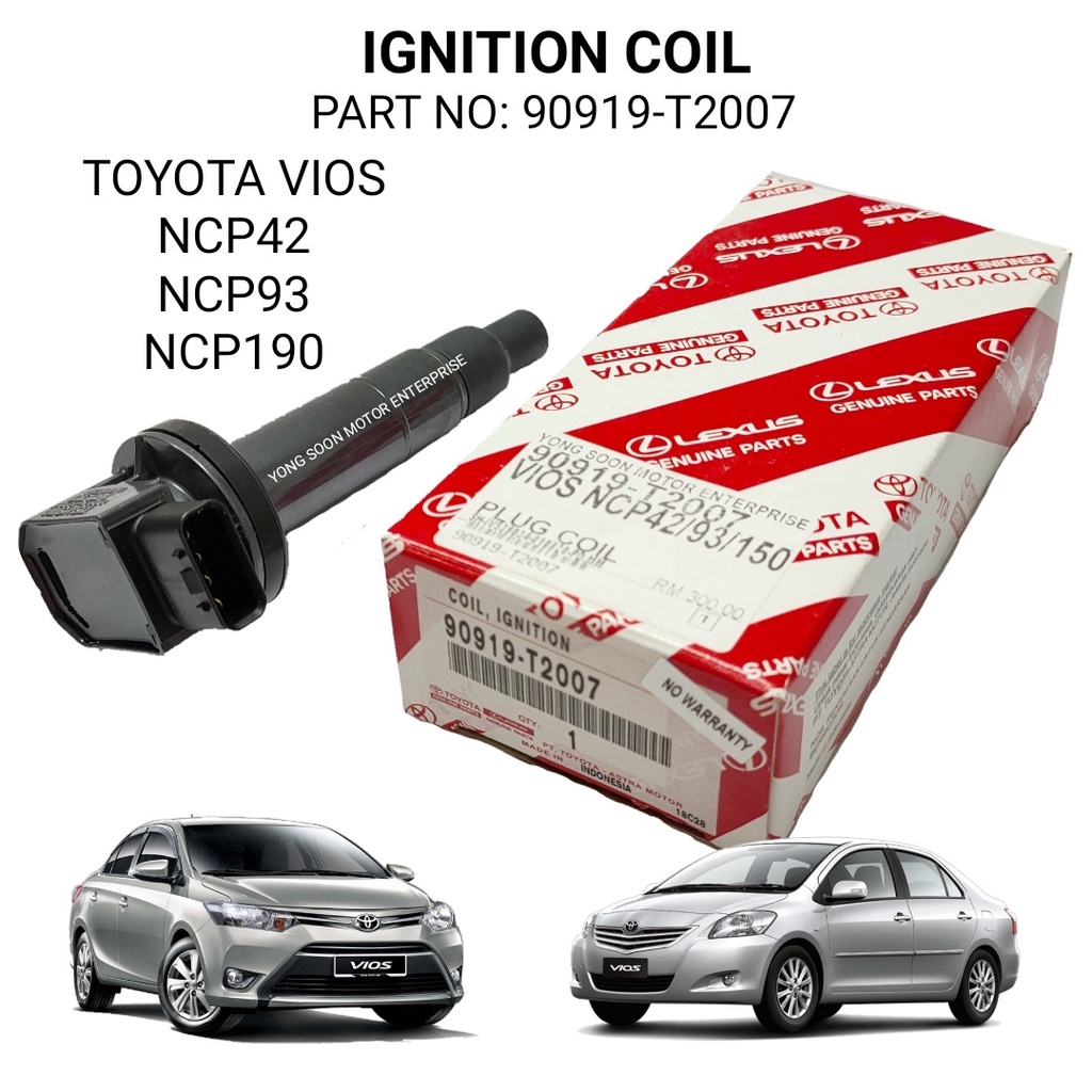 100% ORIGINAL (NEW) DENSO & TOYOTA IGNITION COIL TOYOTA VIOS NCP42 ...