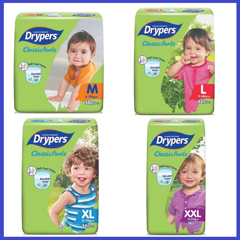 Drypers Classic Pantz(M58/L48/XL44/XXL36) Drypers ClassicPantz | Shopee ...