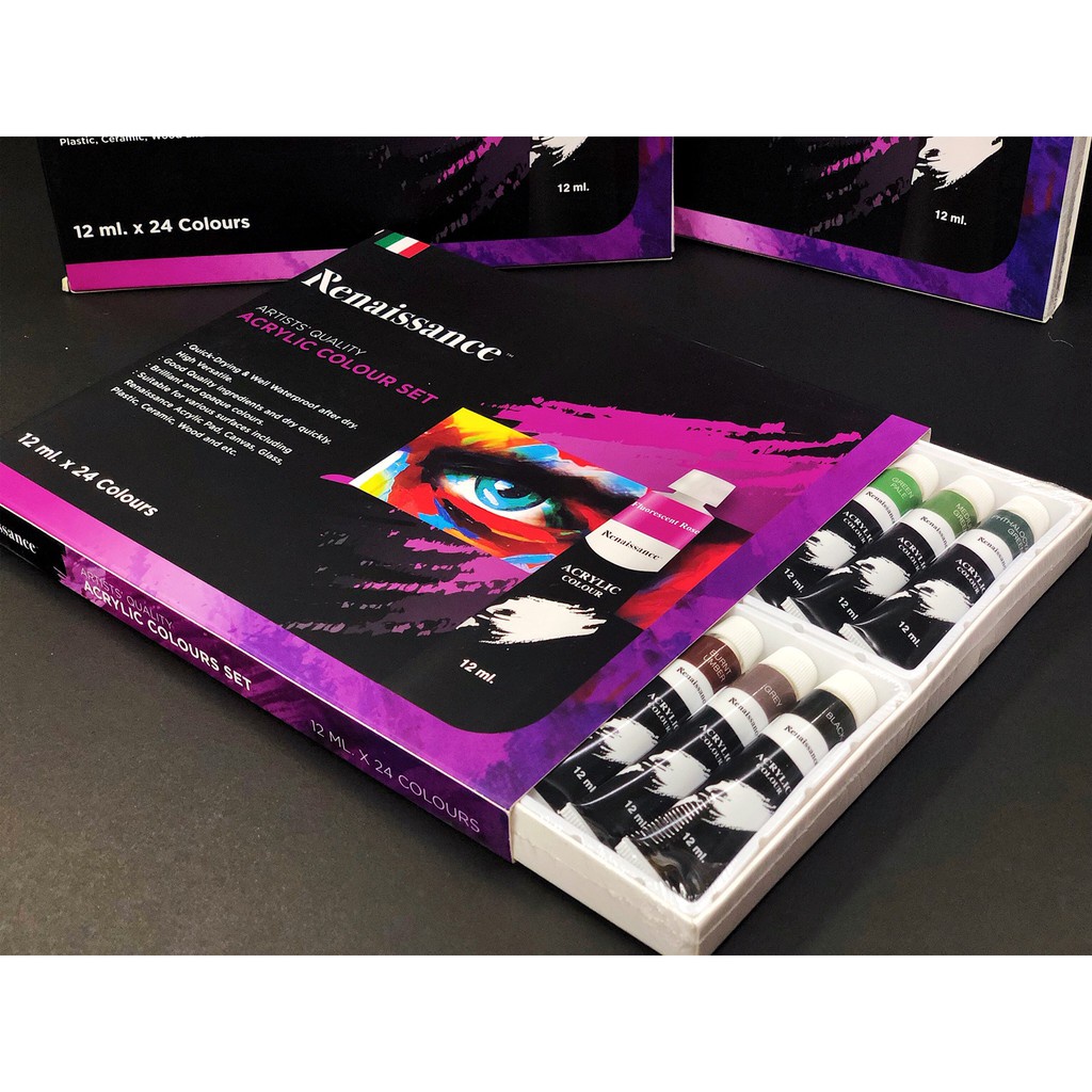 RENAISSANCE ACRYLIC COLOUR SET 24 COLOUR X 12ML | Shopee Malaysia