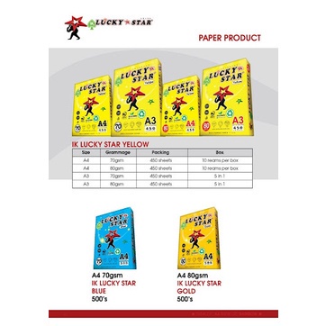 A4 70GMS LUCKY STAR PHOTOSTAT PAPER -450'S / Kertas A4 / Printing Paper / Kertas A4 Putih / 70g ...