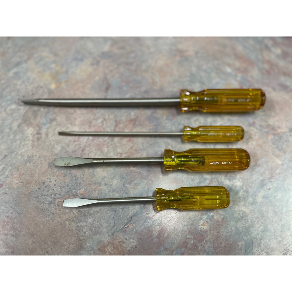 Irwin Yellow Translucent Handle Flat Screwdrivers- Made in USA | Shopee ...