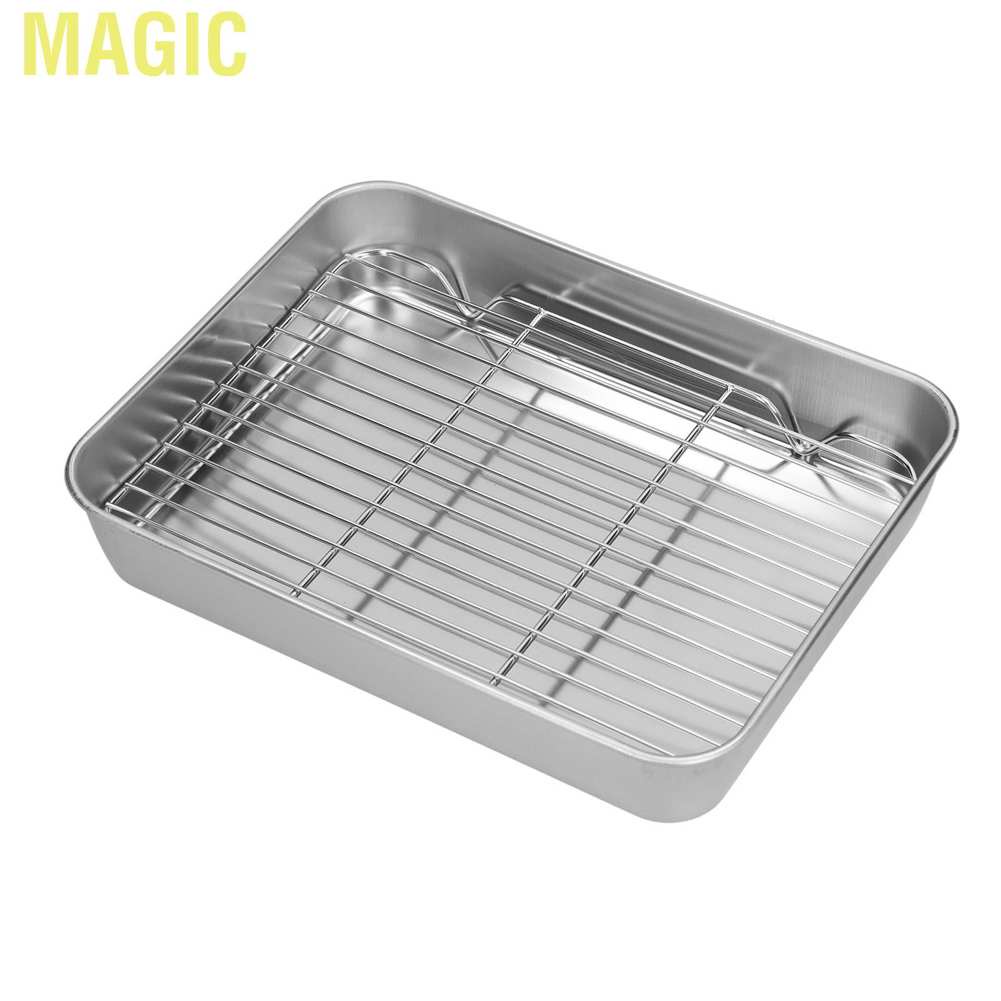 Magic Roasting Pan and Rack Set Stainless Steel Easy Clean Rectangular ...
